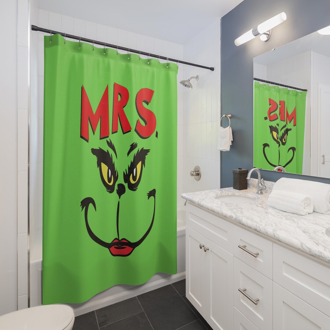 Grinch Shower Curtain | Merry Grinchmas Bathroom Decor - Etsy