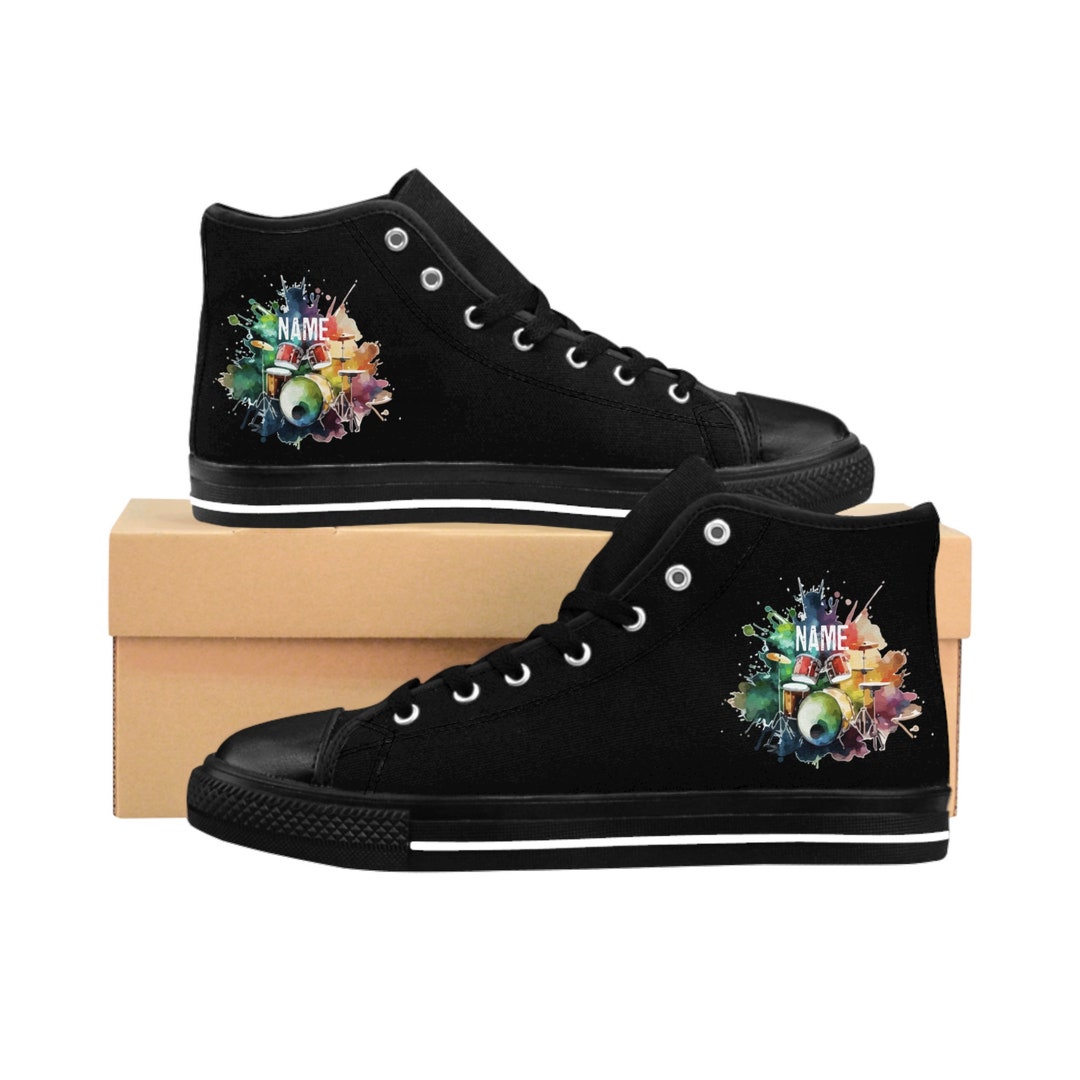 Personalized Drummer Women's Classic Sneakers, Custom Shoes, Womens ...