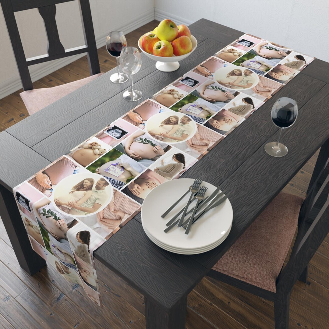 Family Collage Table Runner (cotton, Poly), Custom Table Runner, Home ...