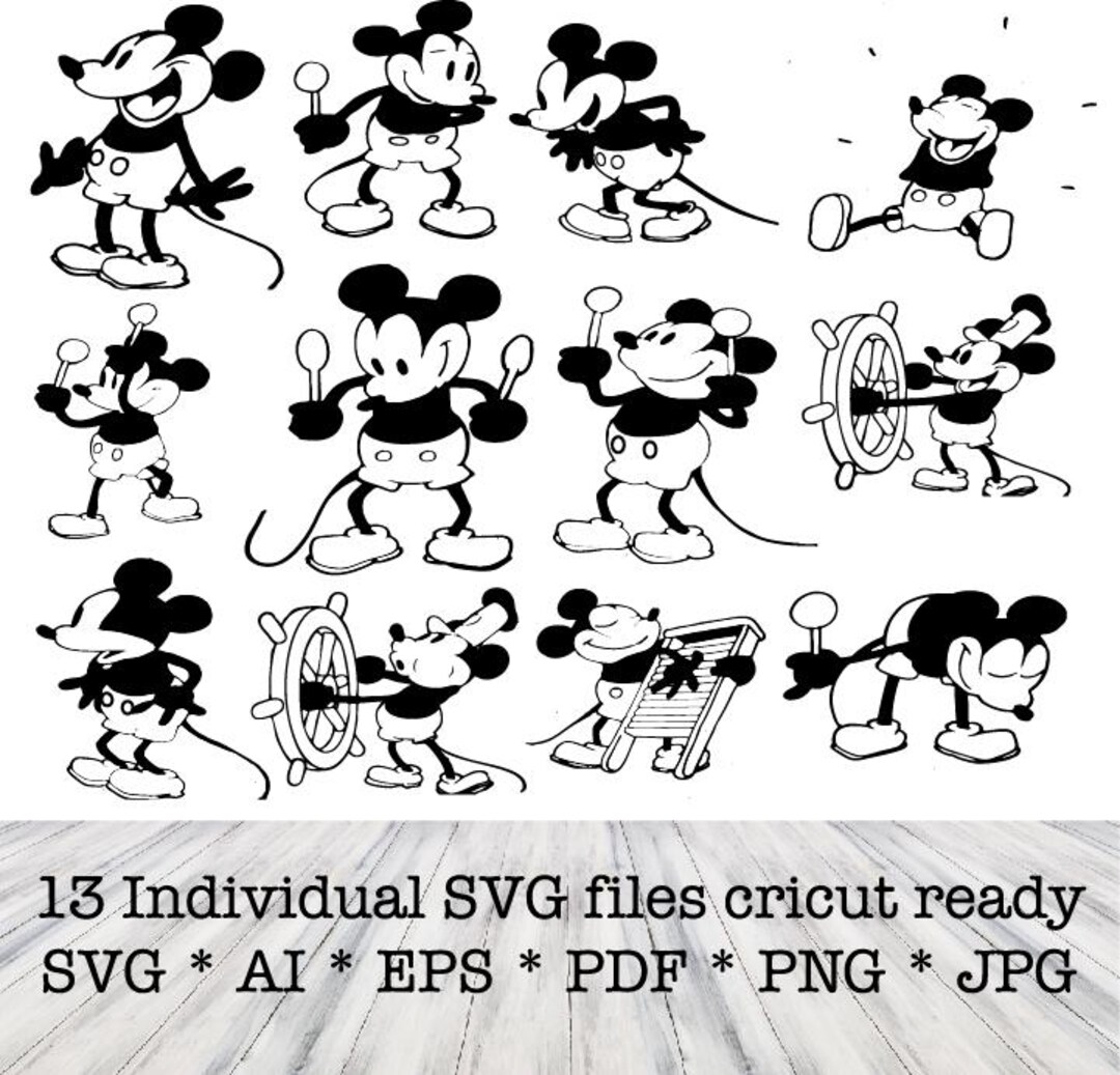 Steamboat Willie SVG Bundle, Character SVG, Cut File Cricut, Silhouette, Cricut Png, Instant ...