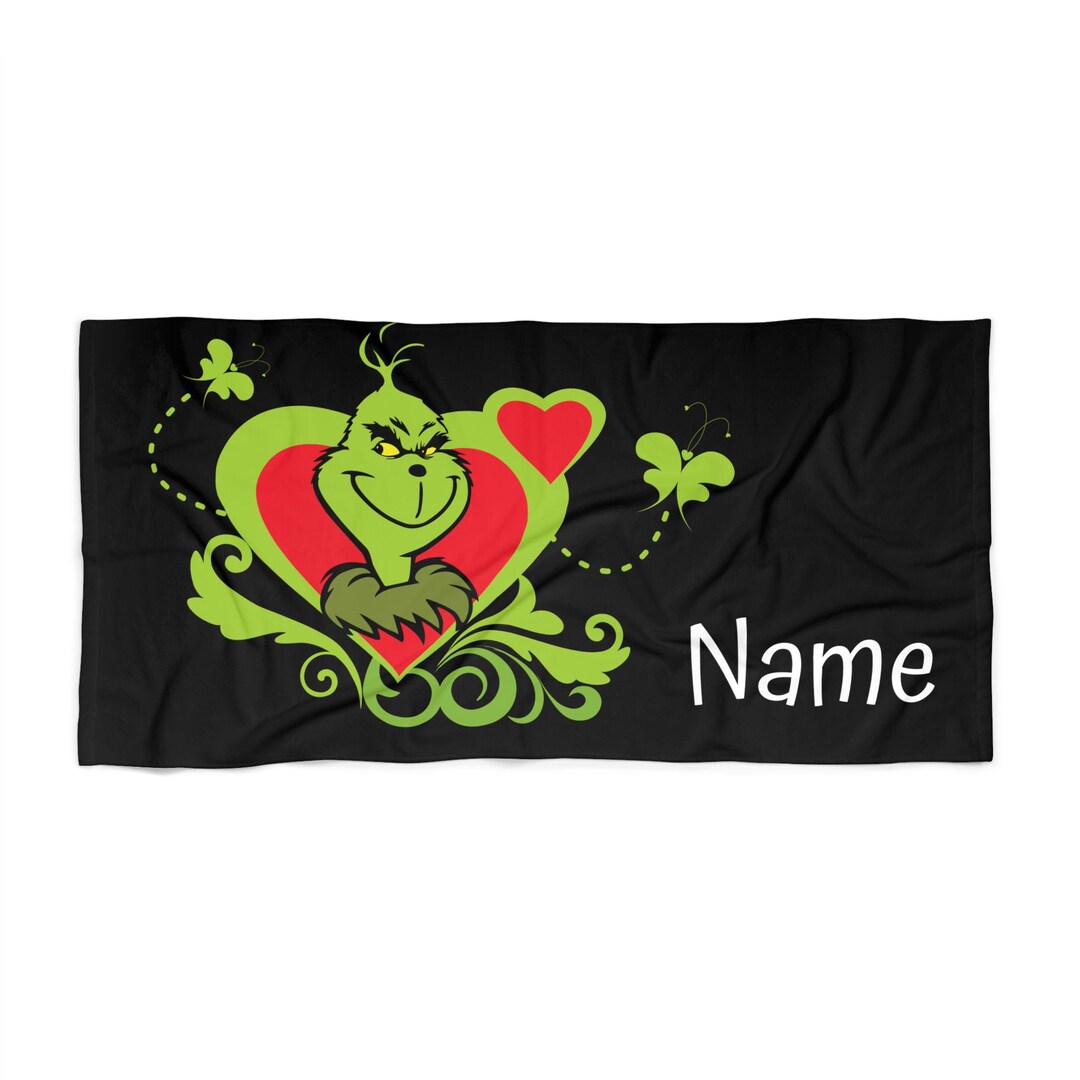 Personalized Grinch Beach Towel: Holiday Christmas Gift - Etsy