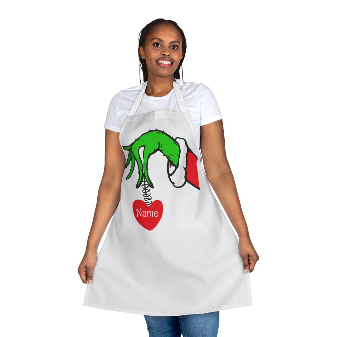 Personalized Christmas Apron, 5-color Straps AOP, Grinch, Christmas ...
