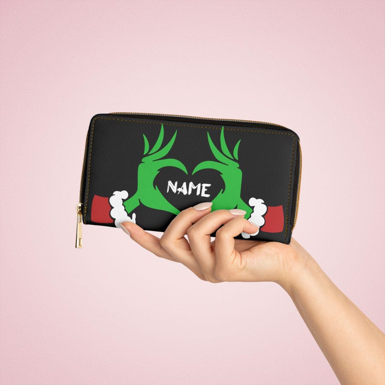 Personalized Grinch Faux Leather Zipper Wallet - Etsy