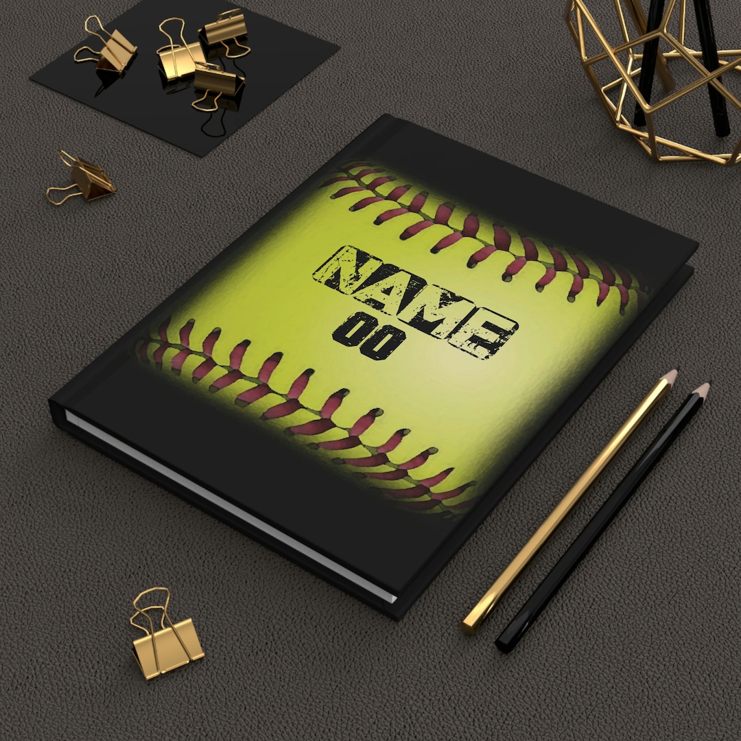 Personalized Softball Hardcover Journal Matte, Custom Notebook, Custom ...