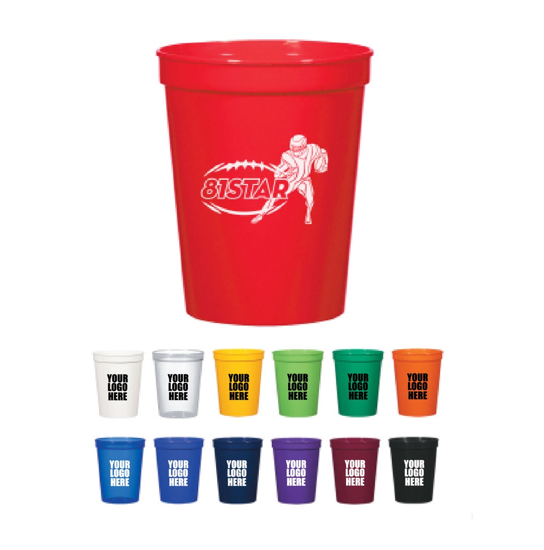 100 Custom Logo 16 Oz. Smooth Wall Plastic Stadium Cup 1.49 Each, FREE ...