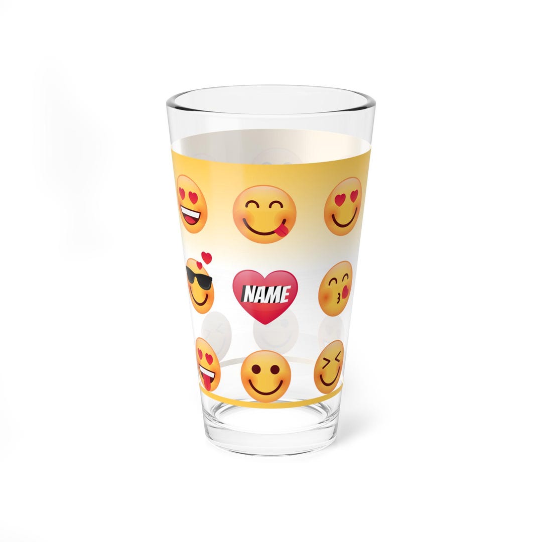 Personalized Heart Emoji Pint Glass, 16oz, Pint Glass, Custom Beer ...