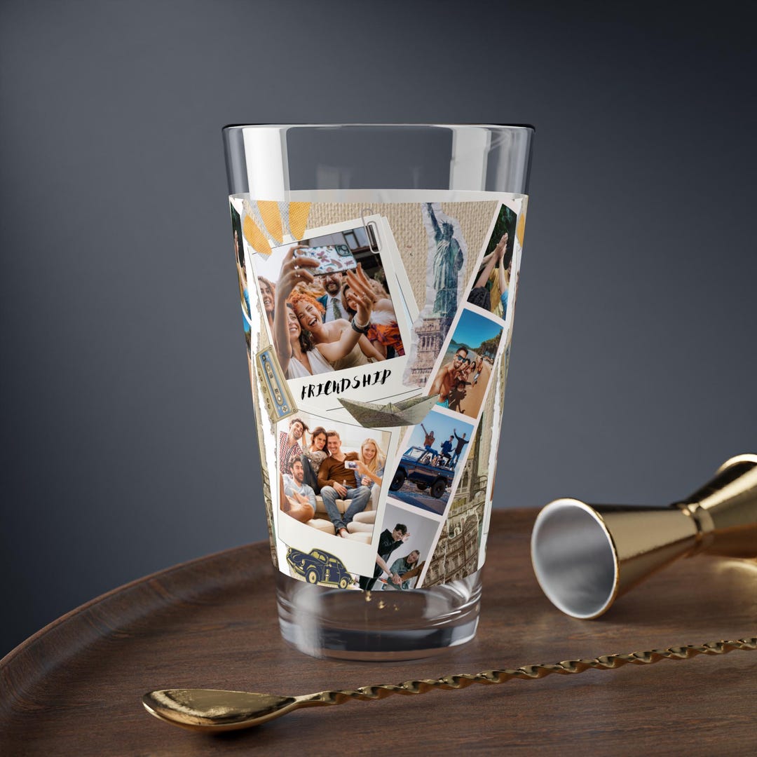 Custom Photo Collage Pint Glass, Personalized Beer Glass, Gift for ...