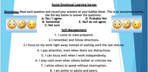 SEL: Social Emotional Learning Survey PDF Download AND | Etsy
