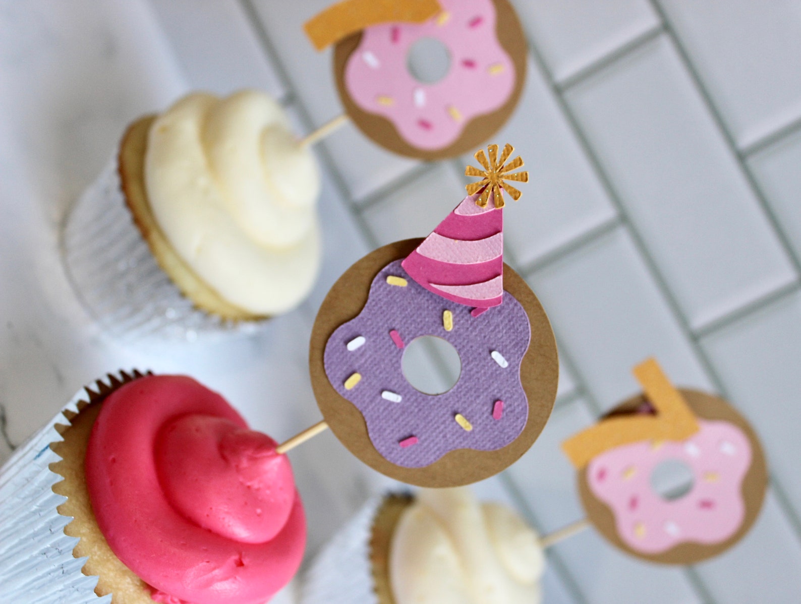 Donut Cake Topper Donut Cupcake Toppers Donut Party | Etsy