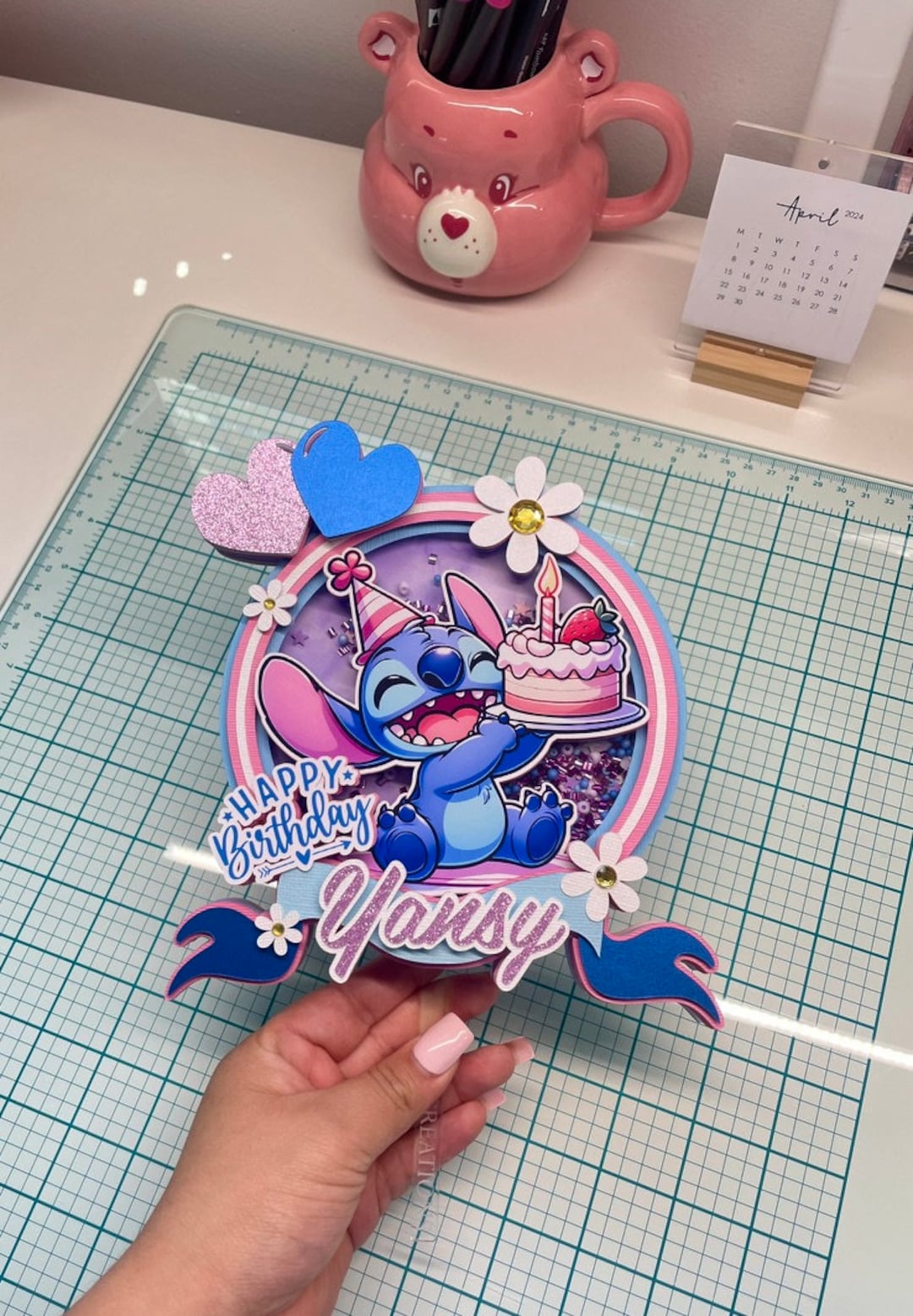 Stitch Birthday Cake Topper, Stitch Shaker Cake Topper, Girly Stitch ...