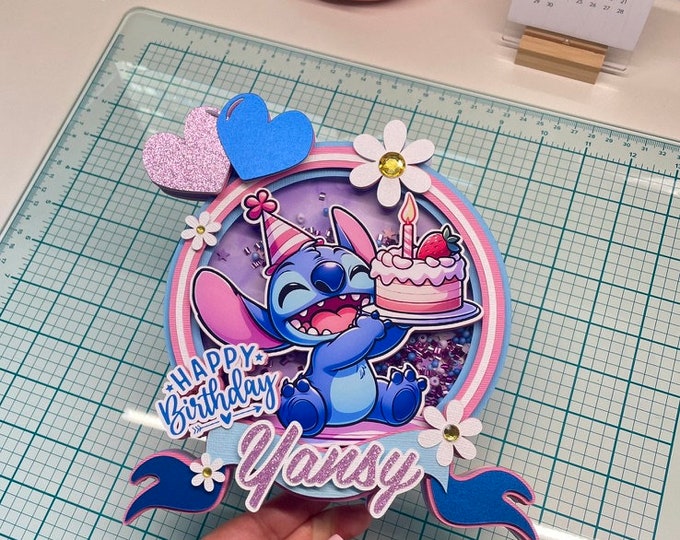Stitch Birthday Cake Topper, Stitch Shaker Cake Topper, Girly Stitch ...