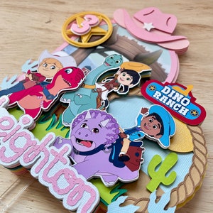 Dino Ranch Cake Topper for Girls, Pink Dino Ranch Topper Decor, Dino ...