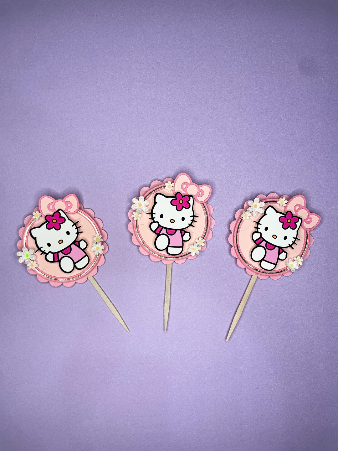 Cute Kitty Cupcake Toppers, Pink Kitty Birthday Decorations, Pink Kitty ...