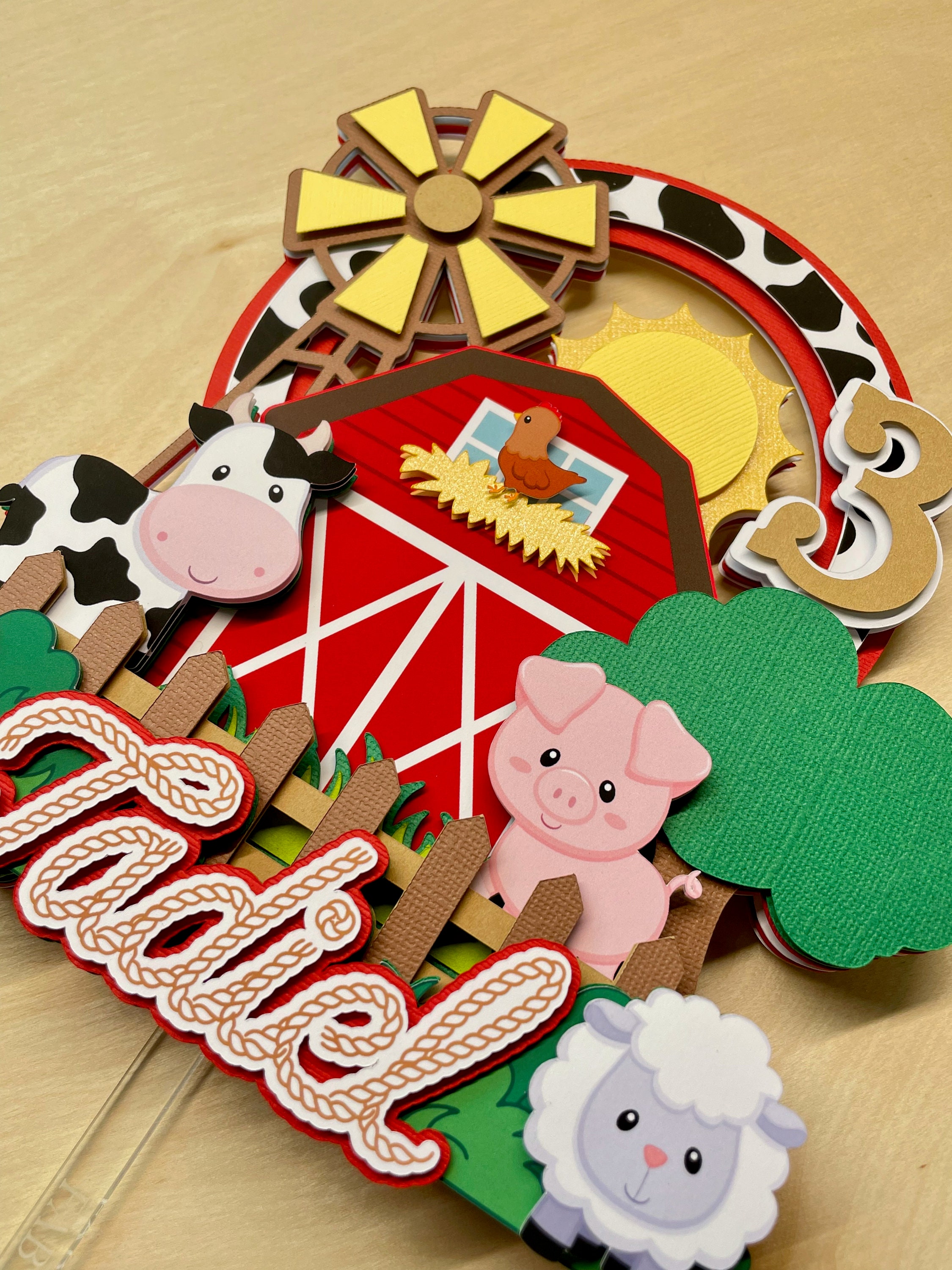 Farm Cake Topper, Farm Birthday Decorations, Barn Animals Cake Toppers ...
