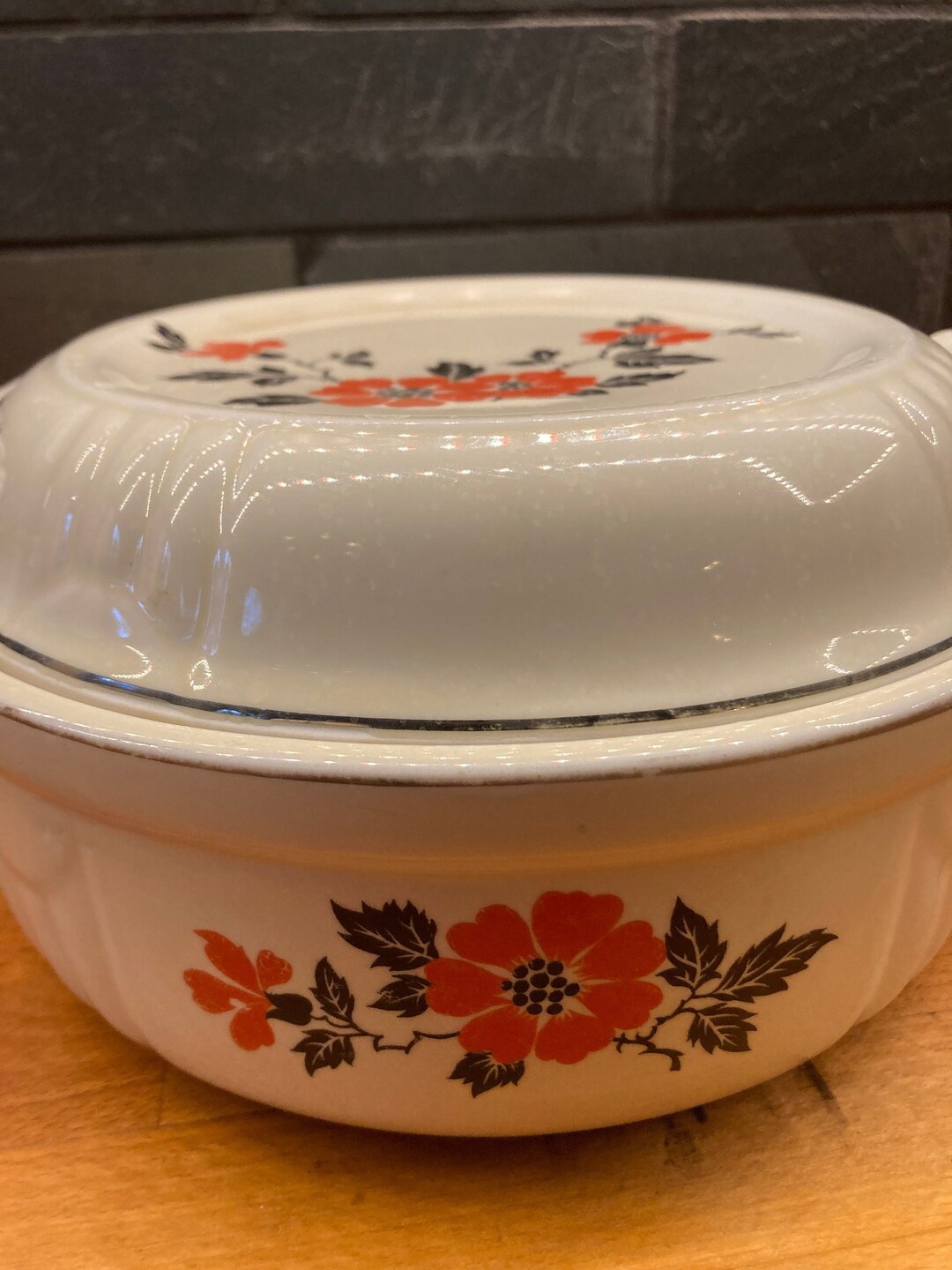 Vintage Hall Red Poppy Round Casserole - Etsy