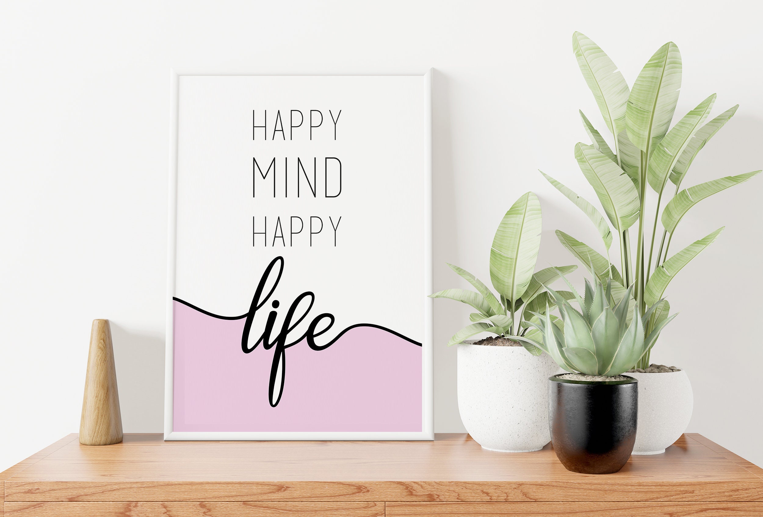 Happy Mind Happy Life Digital Printable Wall Decor. Poster. Wall Art - Etsy