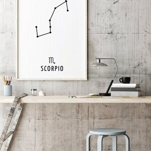 Minimalist Scorpio Constellation Wall Art Printable , Scorpio Horoscope ...