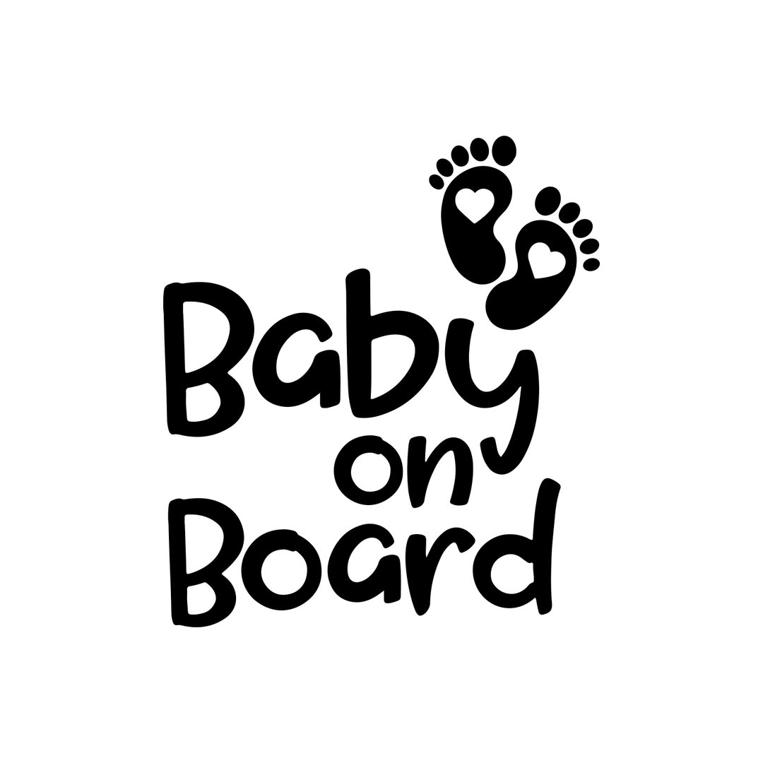 Baby on Board Black and White Baby Footprint Text, SVG, PNG, Eps, Dxf ...