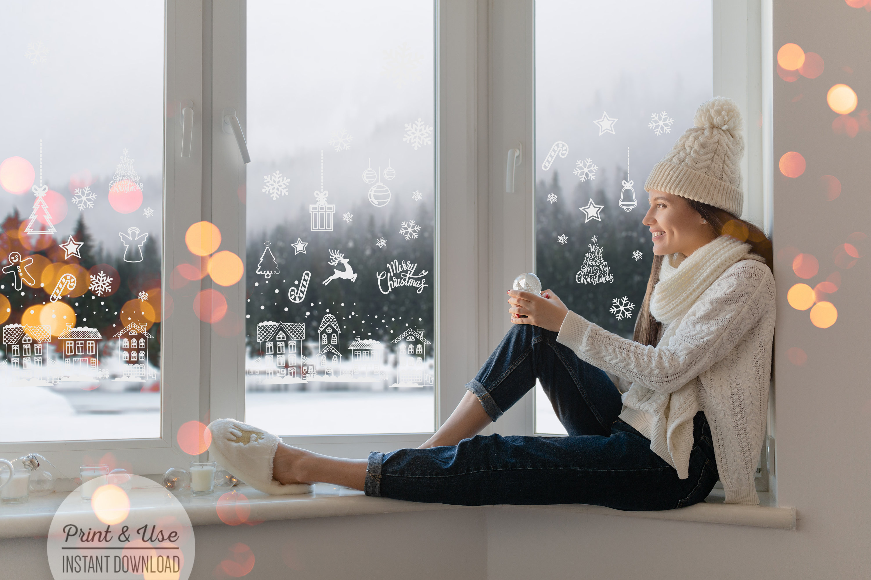 Printable A4 Size Christmas Window Decorations Bundle With Christmas ...