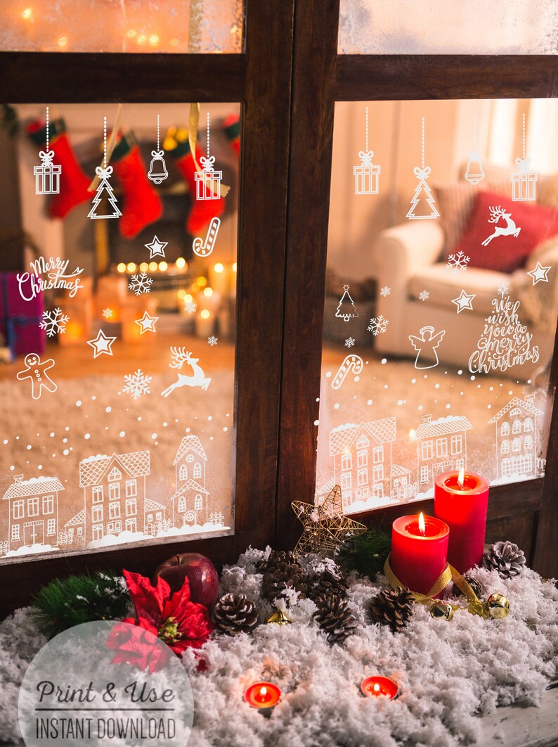 Printable A4 Size Christmas Window Decorations Bundle With Christmas ...