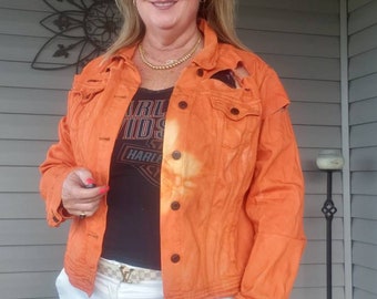 Orange Denim Jacket - Etsy
