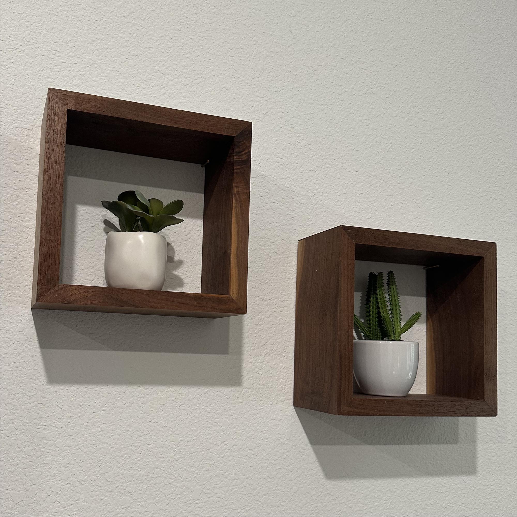 Set of 2 Square Floating Shelves. Solid Wood Shelves. Rectangle Shelf ...