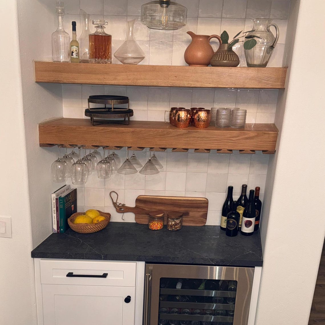 Wine Glass Floating Shelf, Wine Glass Holder, Stemware Floating Shelf ...