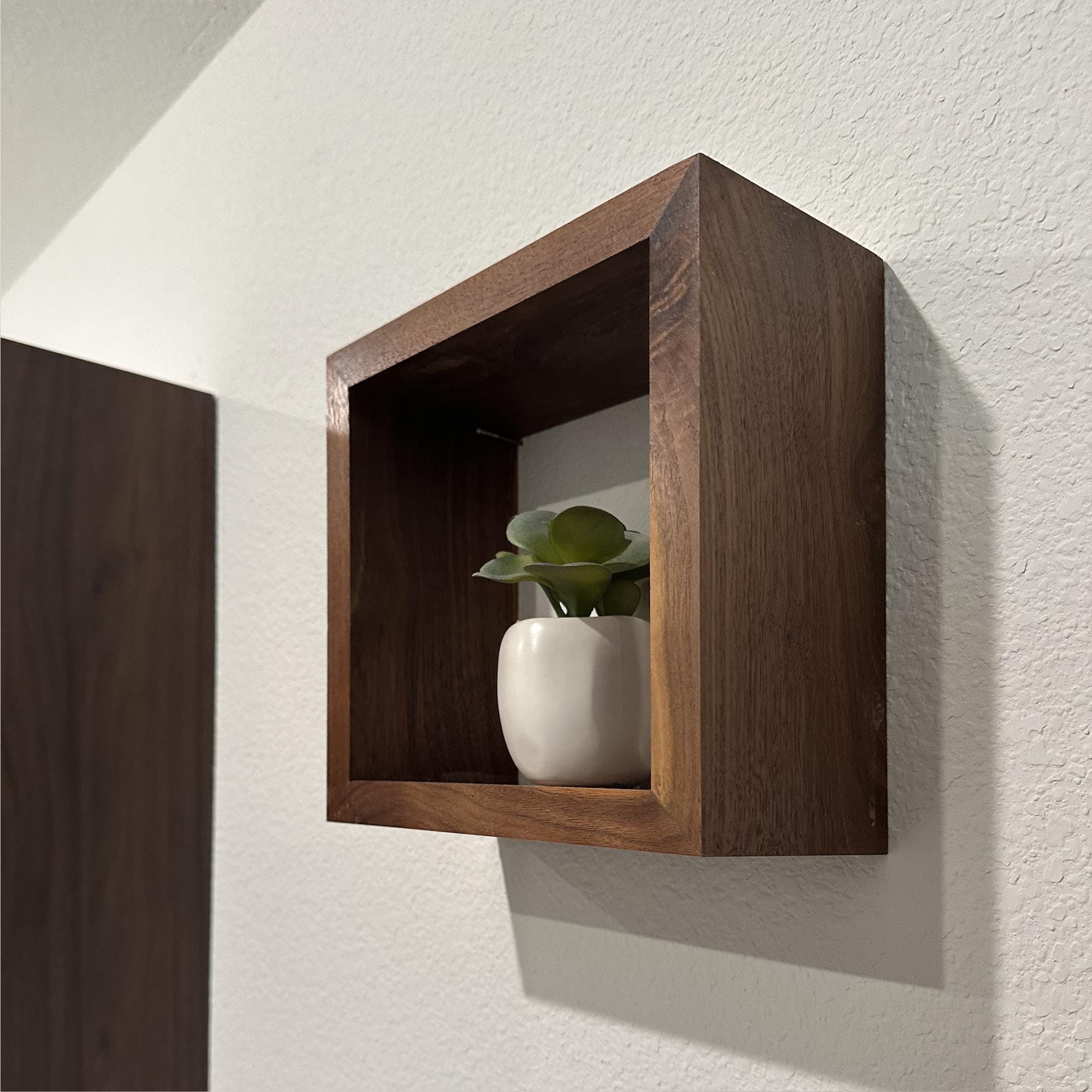 Set of 2 Square Floating Shelves. Solid Wood Shelves. Rectangle Shelf ...