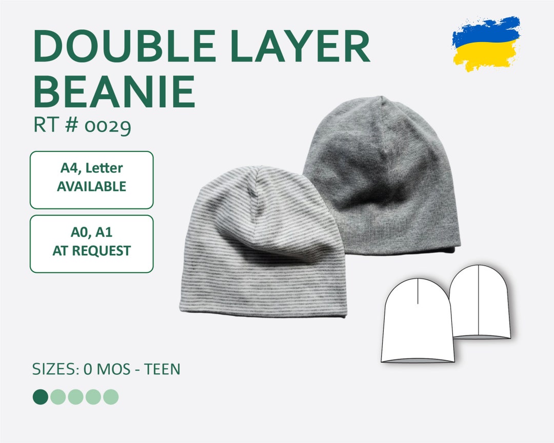 Kids' Double Layer Beanie Sewing Pattern PDF With Easy-to-follow Step ...