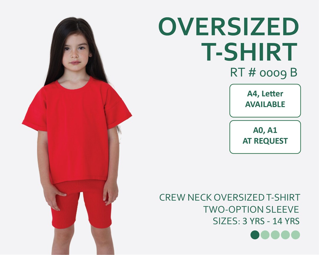 Girls' Oversized T-shirt Sewing Pattern PDF With Easy-to-follow Step-by ...