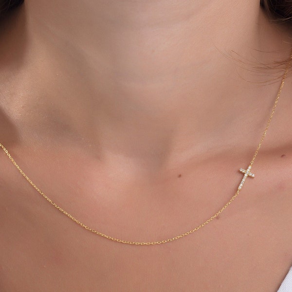 Sideways Cross Necklace - Etsy