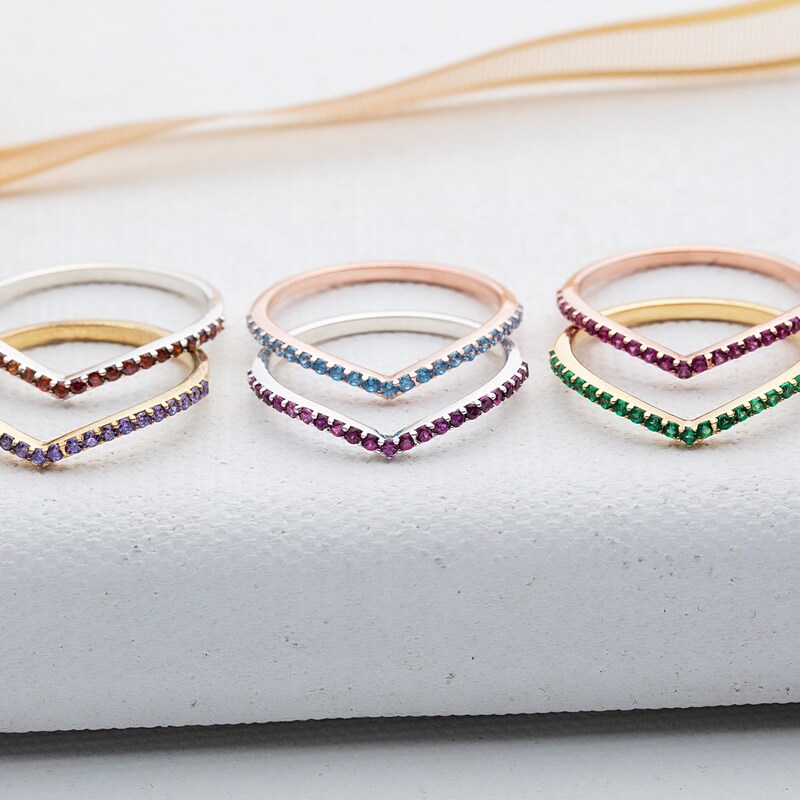 Stackable Birthstone Rings - Etsy