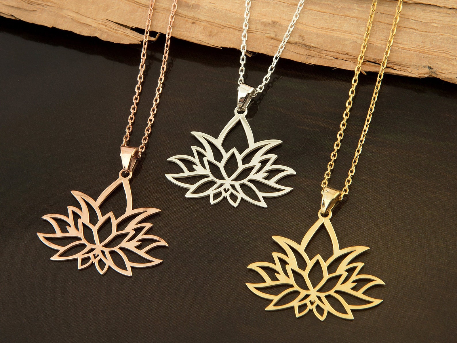 Dainty Silver Lotus Necklace 14K Gold Lotus Pendants Flower - Etsy