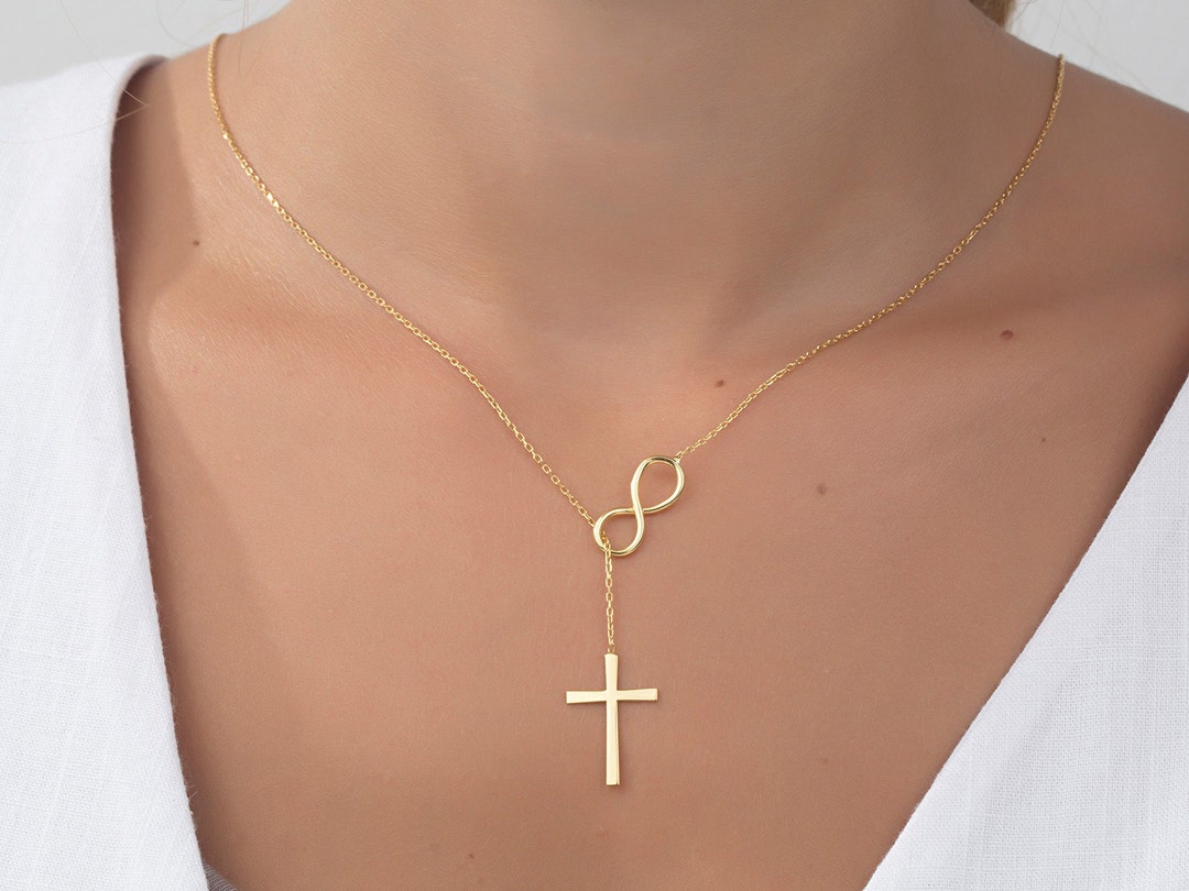 Sterling Silver Infinity Cross Necklace, Religious Jewelry Gift - Etsy
