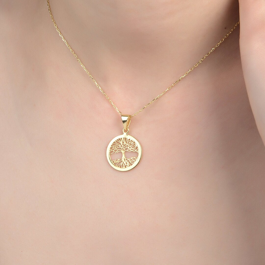 14K Gold Tree of Life Necklaces for Women, 18K Gold Life of Tree ...