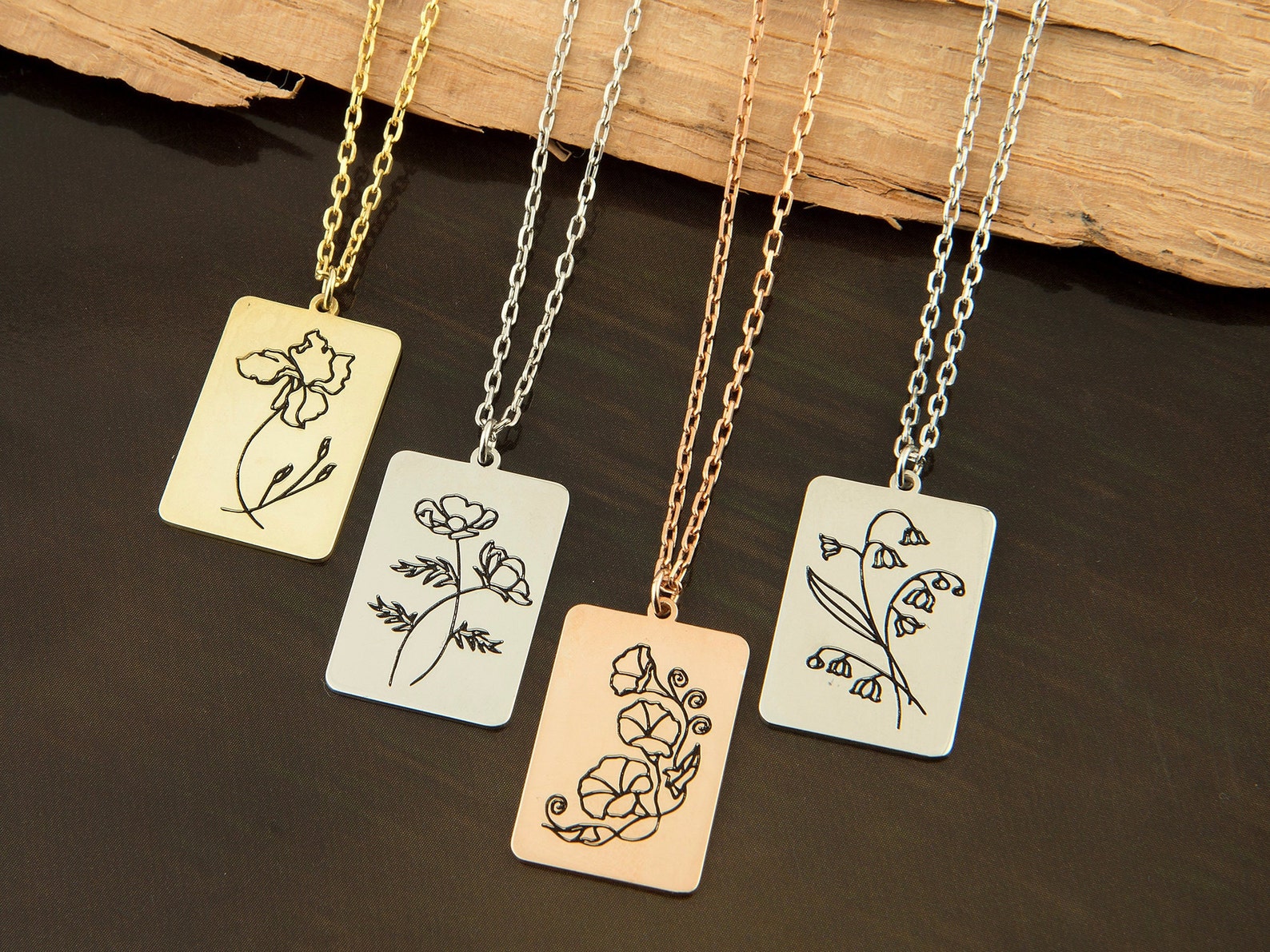 Sterling Silver Birth Flower Necklace Birth Flower Jewelry - Etsy