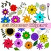 35 Flower Clip Art Set, Vibrant Colorful Flower,party Decoration ...