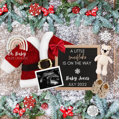 Editable Winter Pregnancy Announcement for Social Media | Etsy