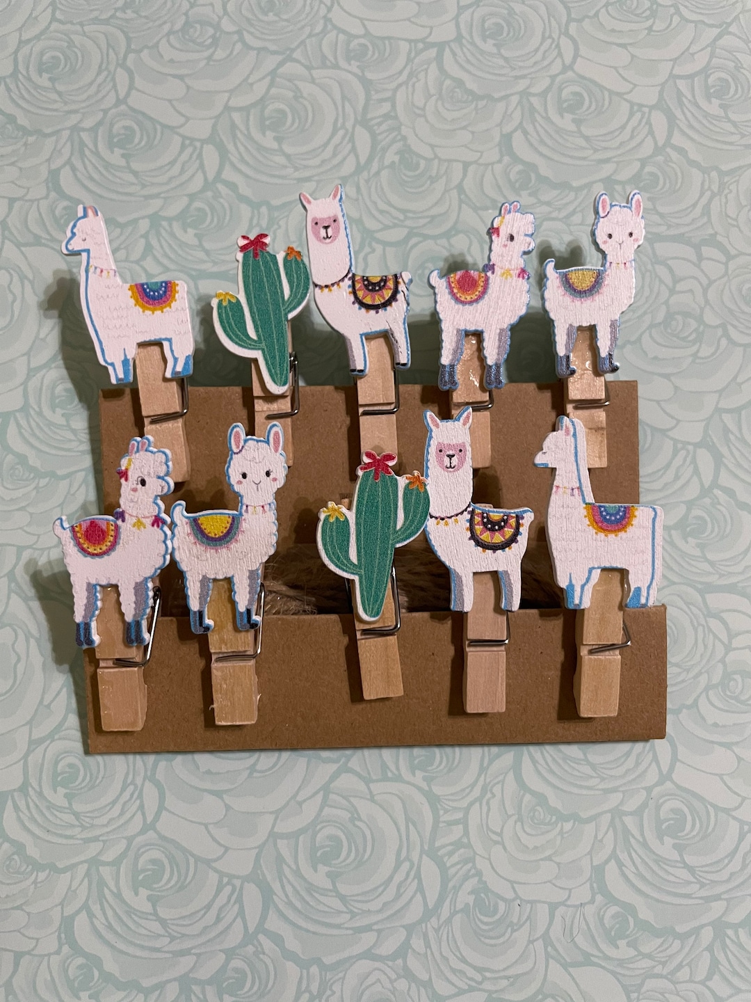 Llama and Cactus Wood Clips | Wood Hanging Pins for Scrapbooks|wood ...