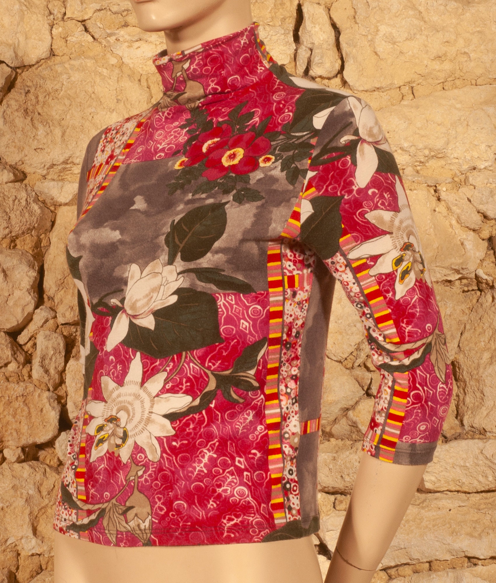 Kenzo Jungle - 00s Stretch-fit Turtle Neck Top (sized 'M' - UK10/12 ...