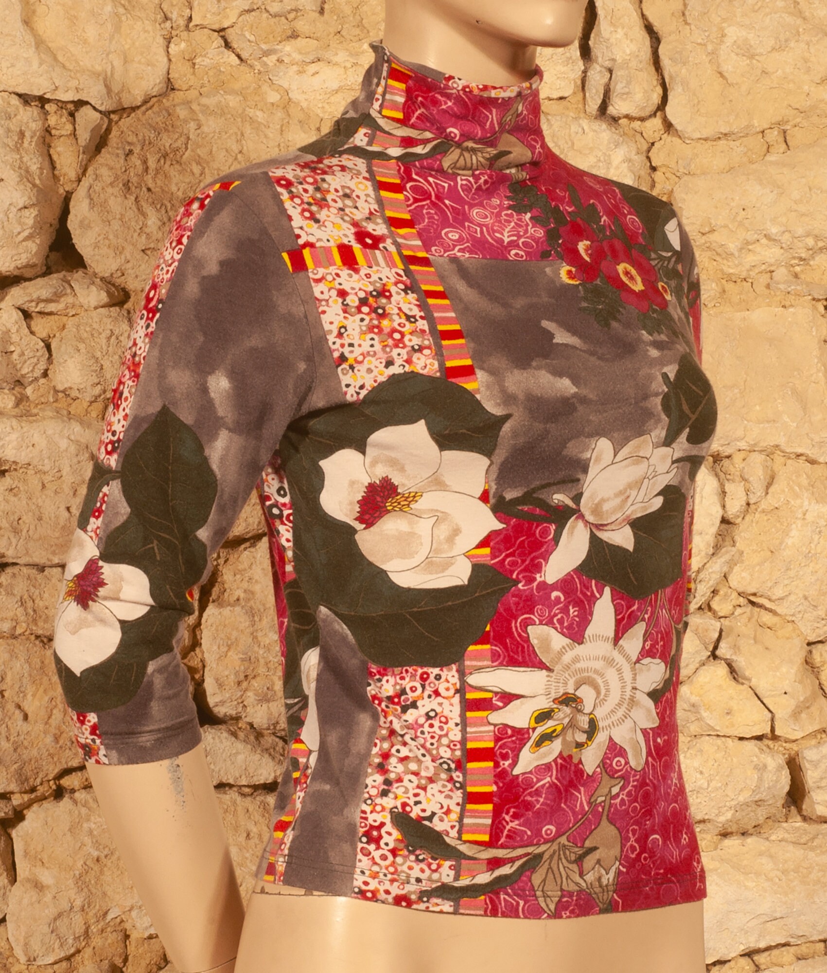 Kenzo Jungle - 00s Stretch-fit Turtle Neck Top (sized 'M' - UK10/12 ...