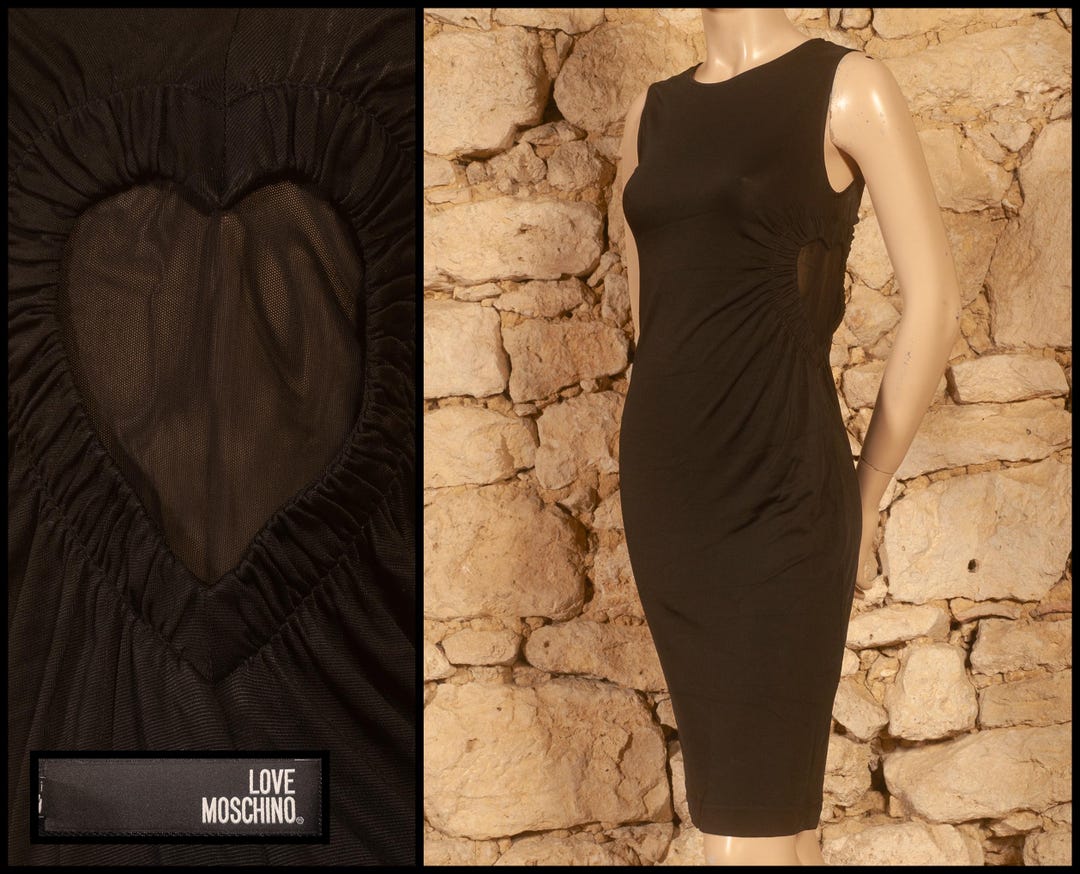 Love Moschino - 00s Ruched Bodycon Evening Dress (size US8, UK12, FR40 ...
