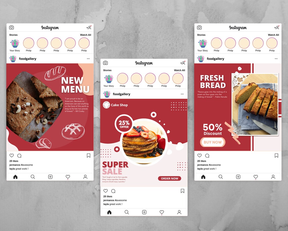 245 Bakery Instagram Templates Posts for Cake Decorator Bake | Etsy