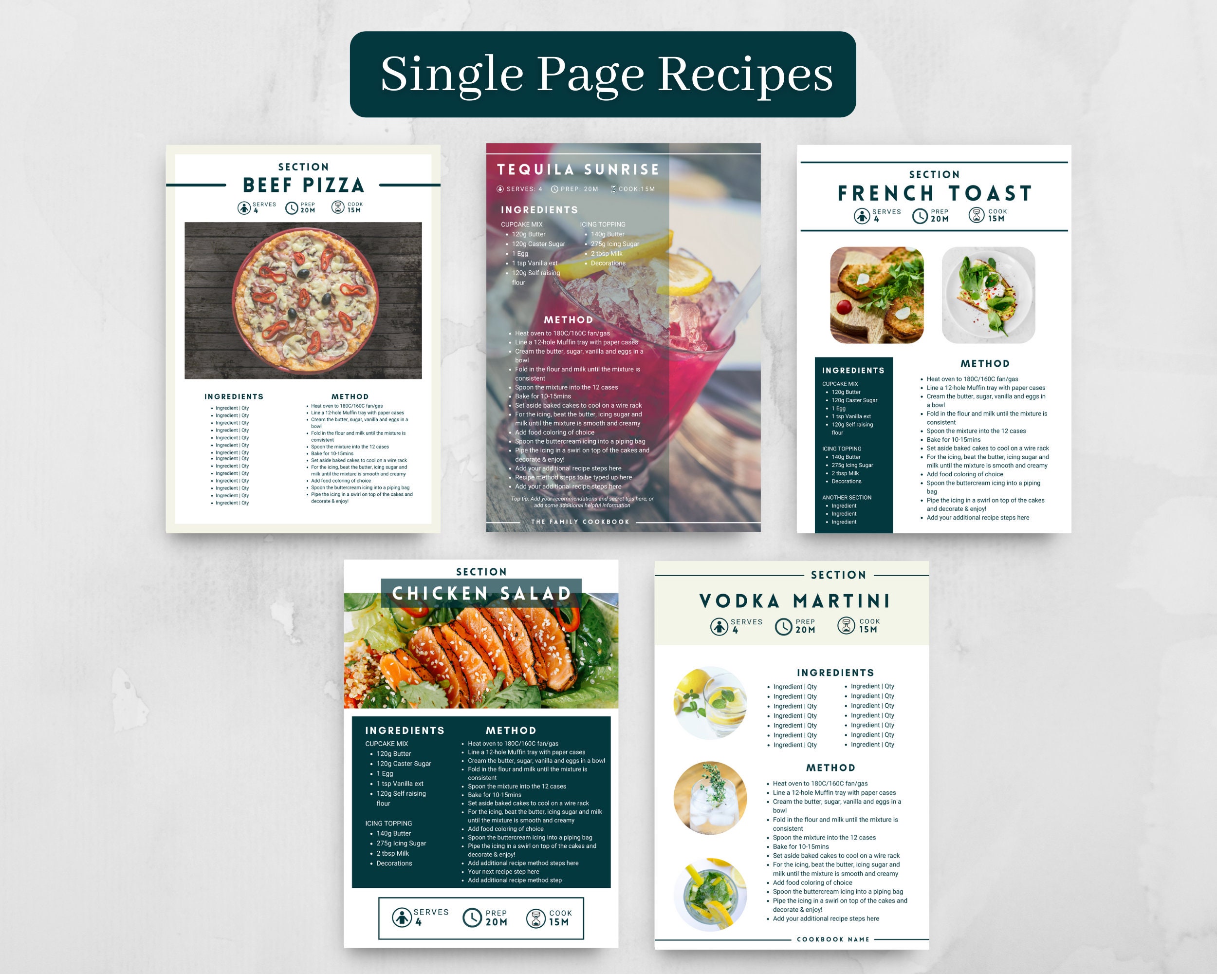 28 Simple Recipe Book Templates, Printable Modern Template 8.5x11 ...