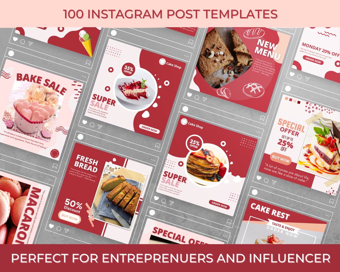 245 Bakery Instagram Templates Posts for Cake Decorator Bake | Etsy