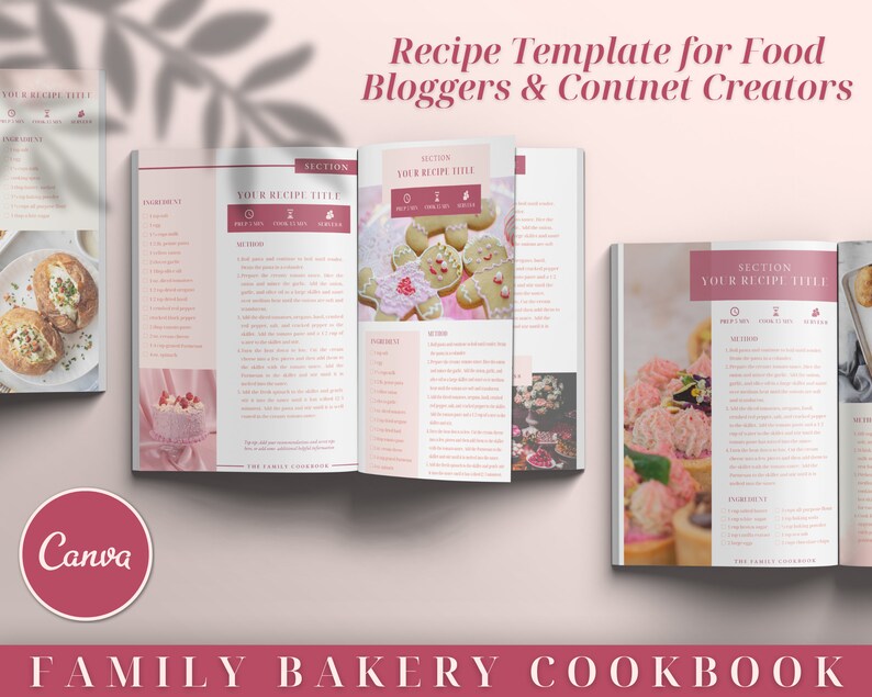 100 Pages Baking Cookbook Canva Template, Family Cookbook, Printable ...