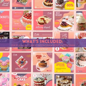 25 Bakery Instagram Post Templates, Canva Template, Cafe Instagram Post ...