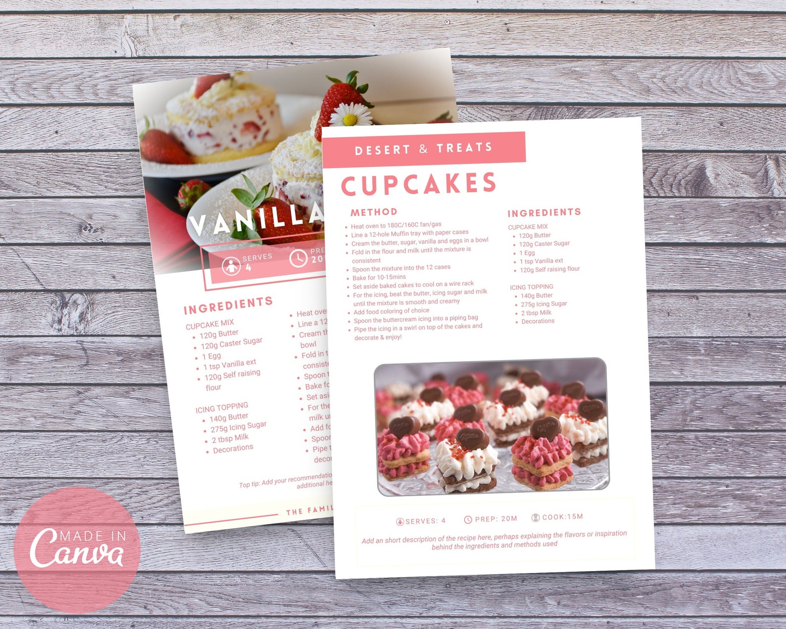 60 Pink Recipe Book Templates Canva Template Printable | Etsy