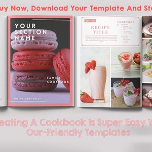60 Pink Recipe Book Templates, Canva Template, Printable Recipe Book ...