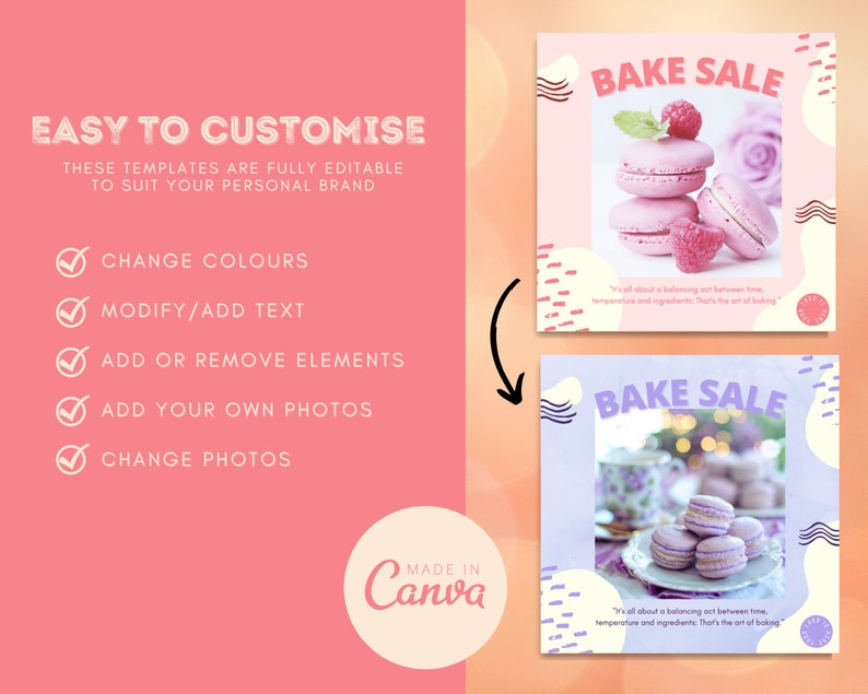 50 Bakery Instagram Post Templates Canva Template Bake Shop - Etsy Canada